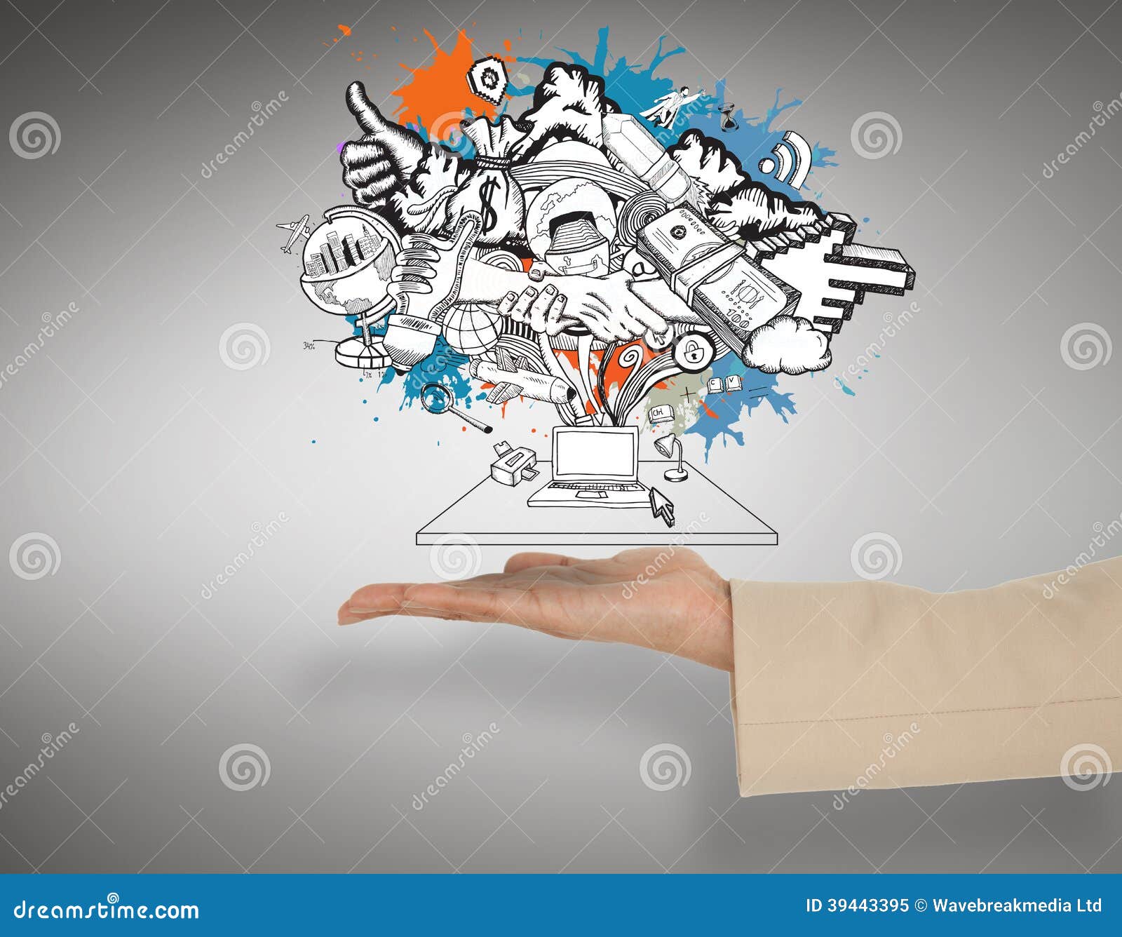 Composite Image of Female Hand Presenting Computer Brainstorm Stock ...
