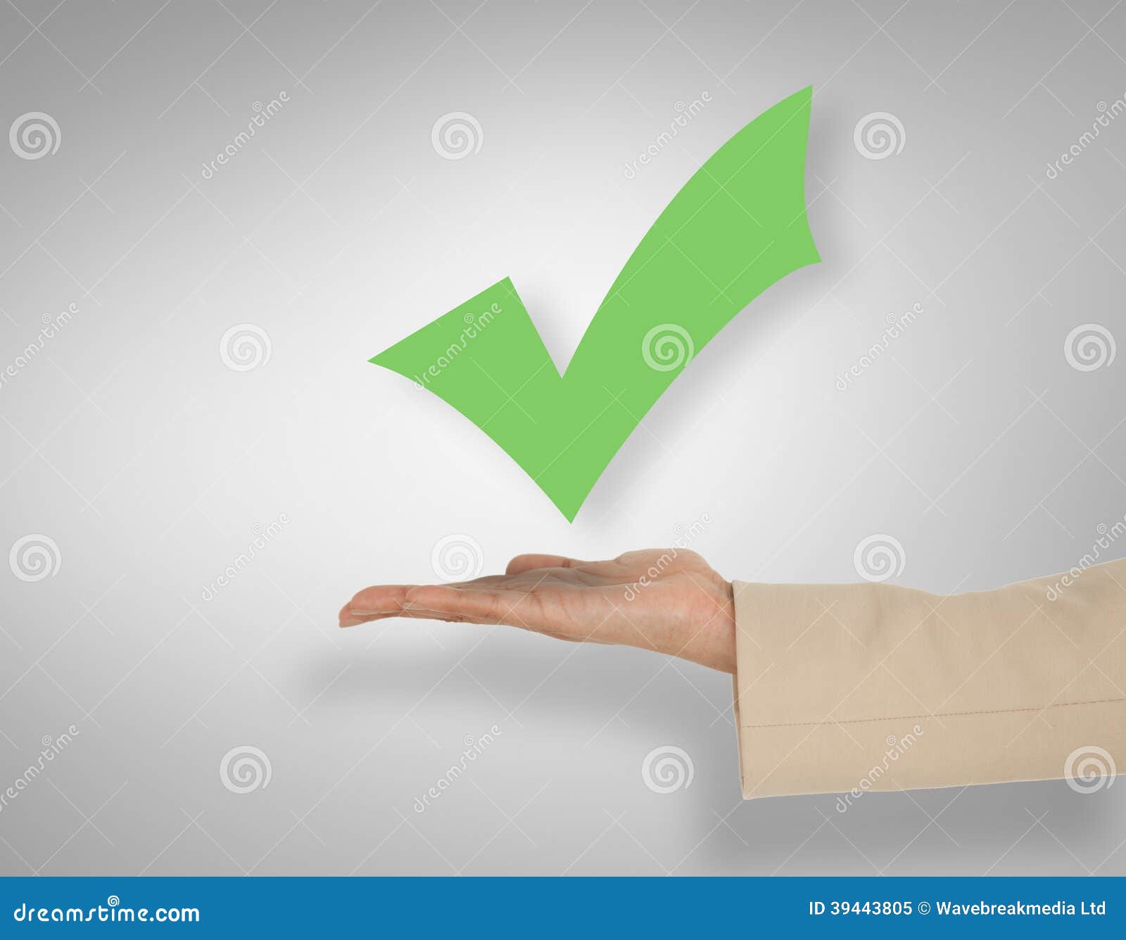 Composite Image of Female Hand Presenting Green Tick Stock Image ...