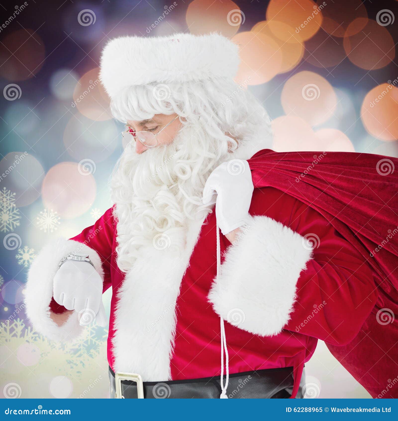 Composite Image of Festive Santa Claus Checking Time Stock Image ...
