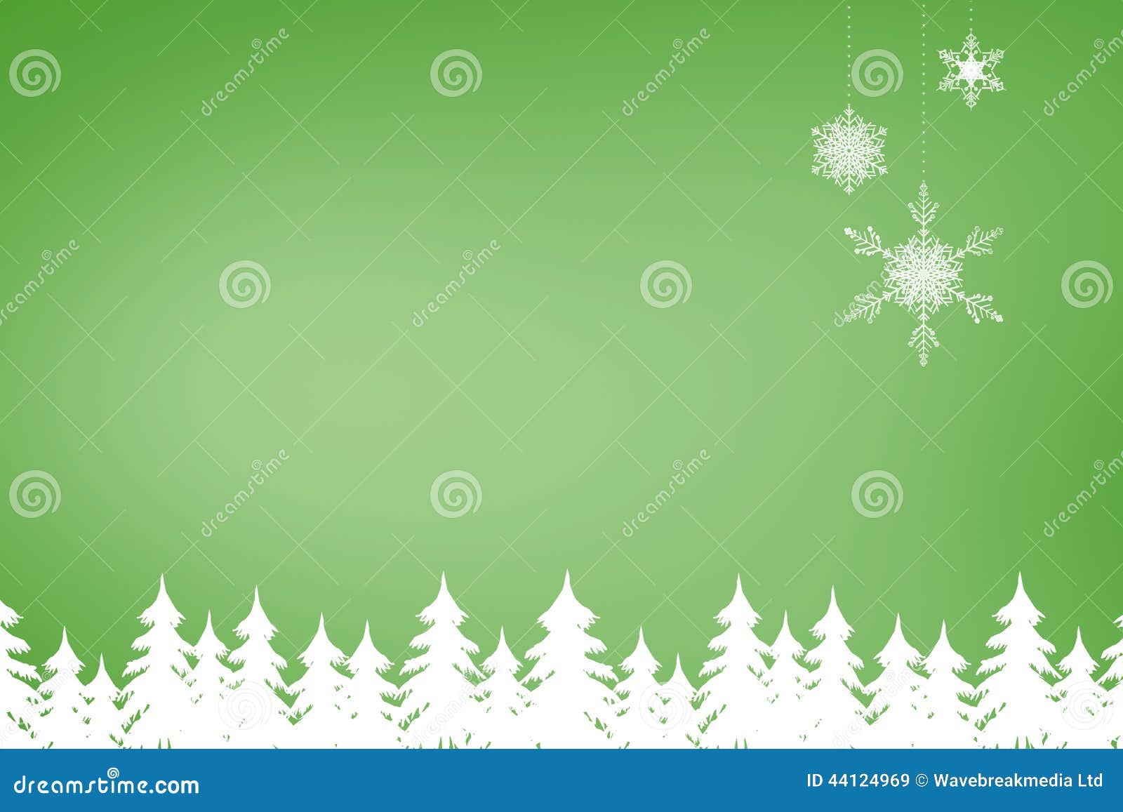 Composite Image of Fir Tree Forest and Snowflakes Stock Illustration ...