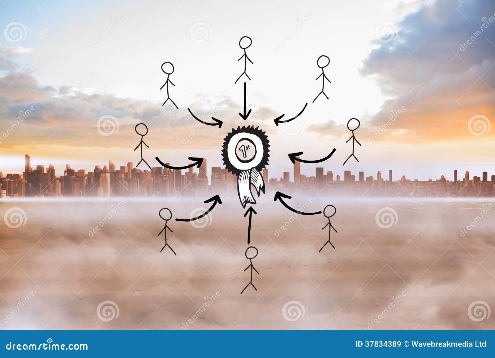 Composite Image of First Place Doodle with Stick Figures Stock Image ...