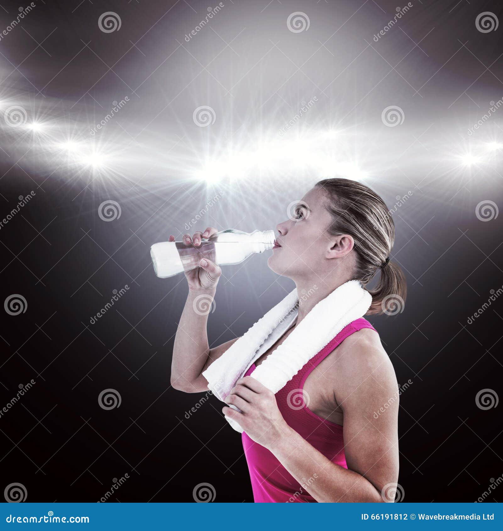 Composite Image of Fit Woman Drinking Water Stock Photo - Image of ...