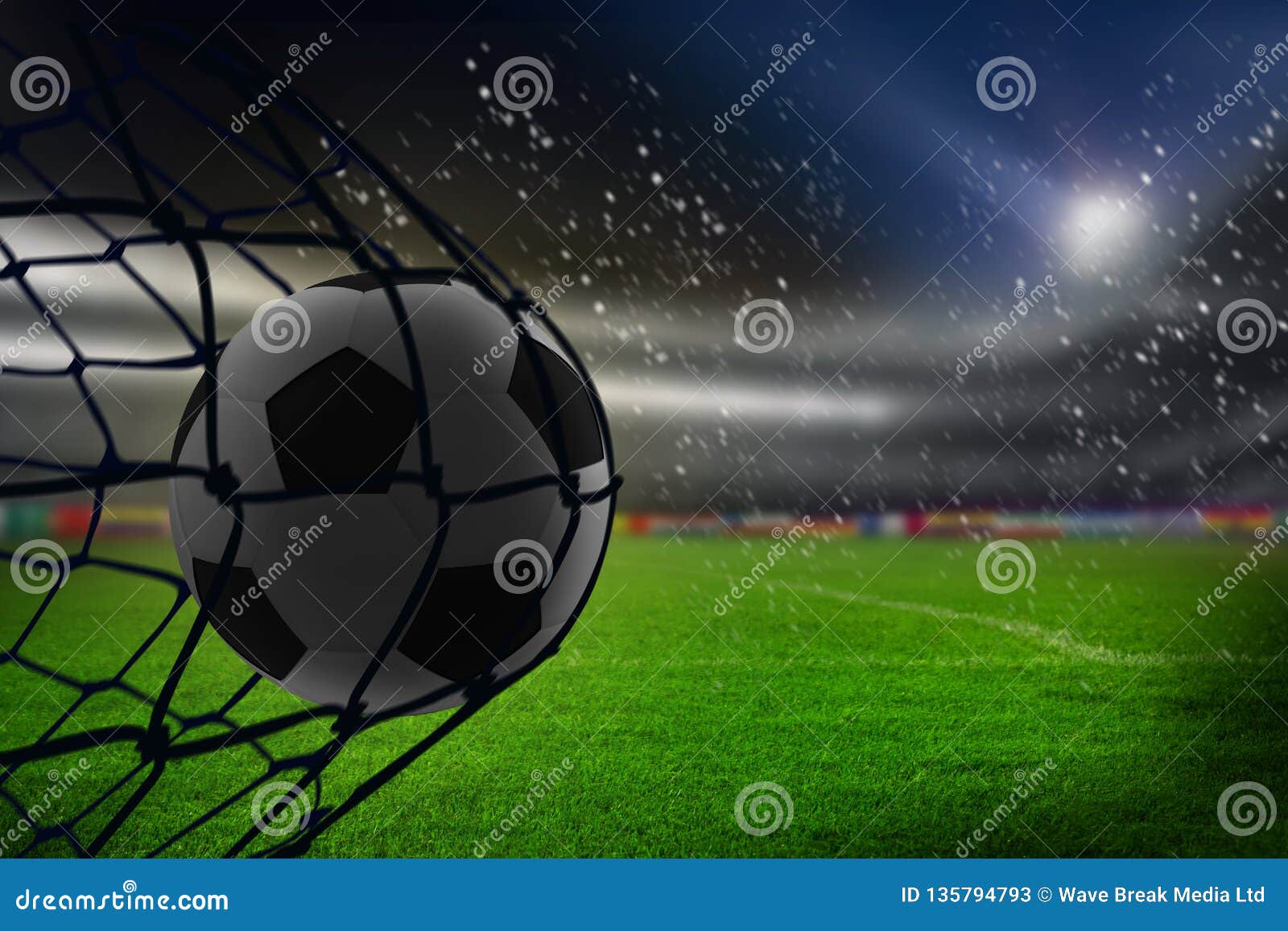 Composite Image of Football Hitting the Back of the Net Stock ...