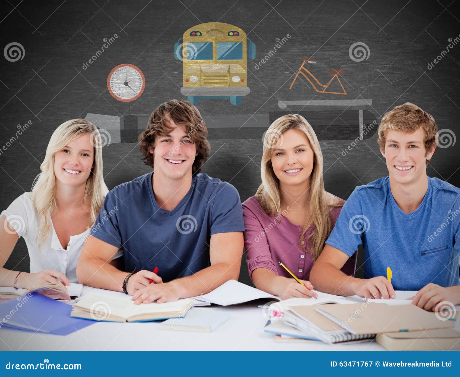 Composite Image of Four Students Looking at the Camera Stock Image ...
