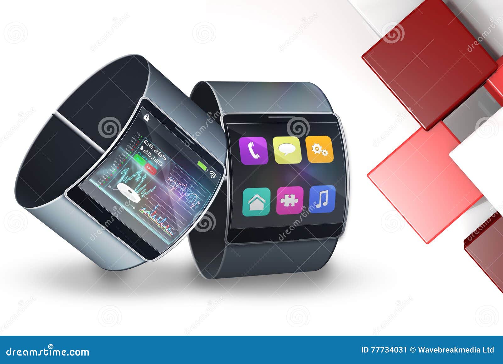 Composite Image of Futuristic Black Wrist Watch with Interface Stock ...