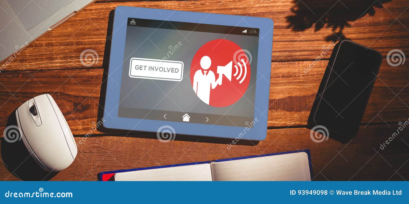 Composite Image of Get Involved Text with Icons on Gray Screen Stock ...