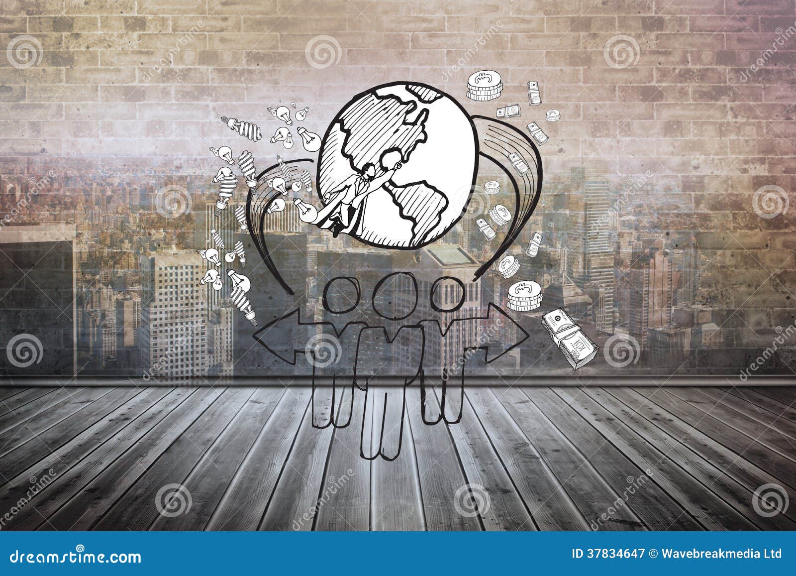 Composite Image of Global Community Doodle Stock Image - Image of ...