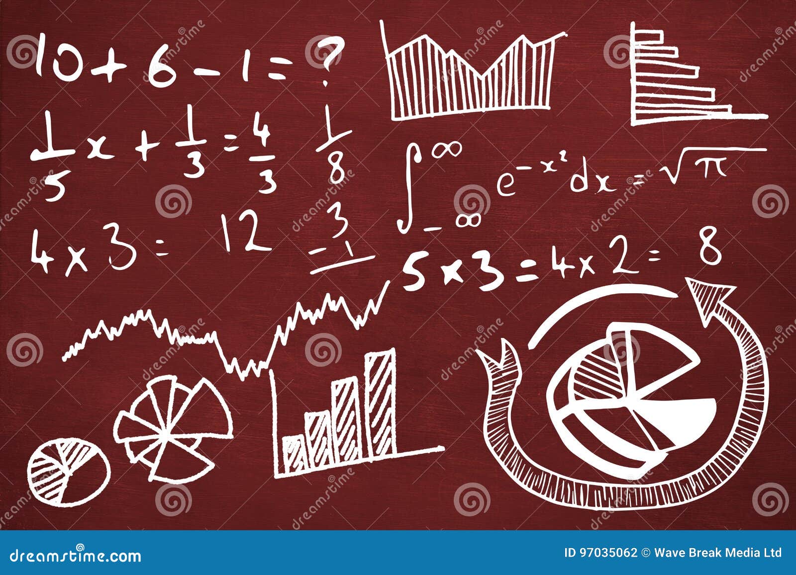 Composite Image of Graph with Mathematical Equations Stock Illustration ...