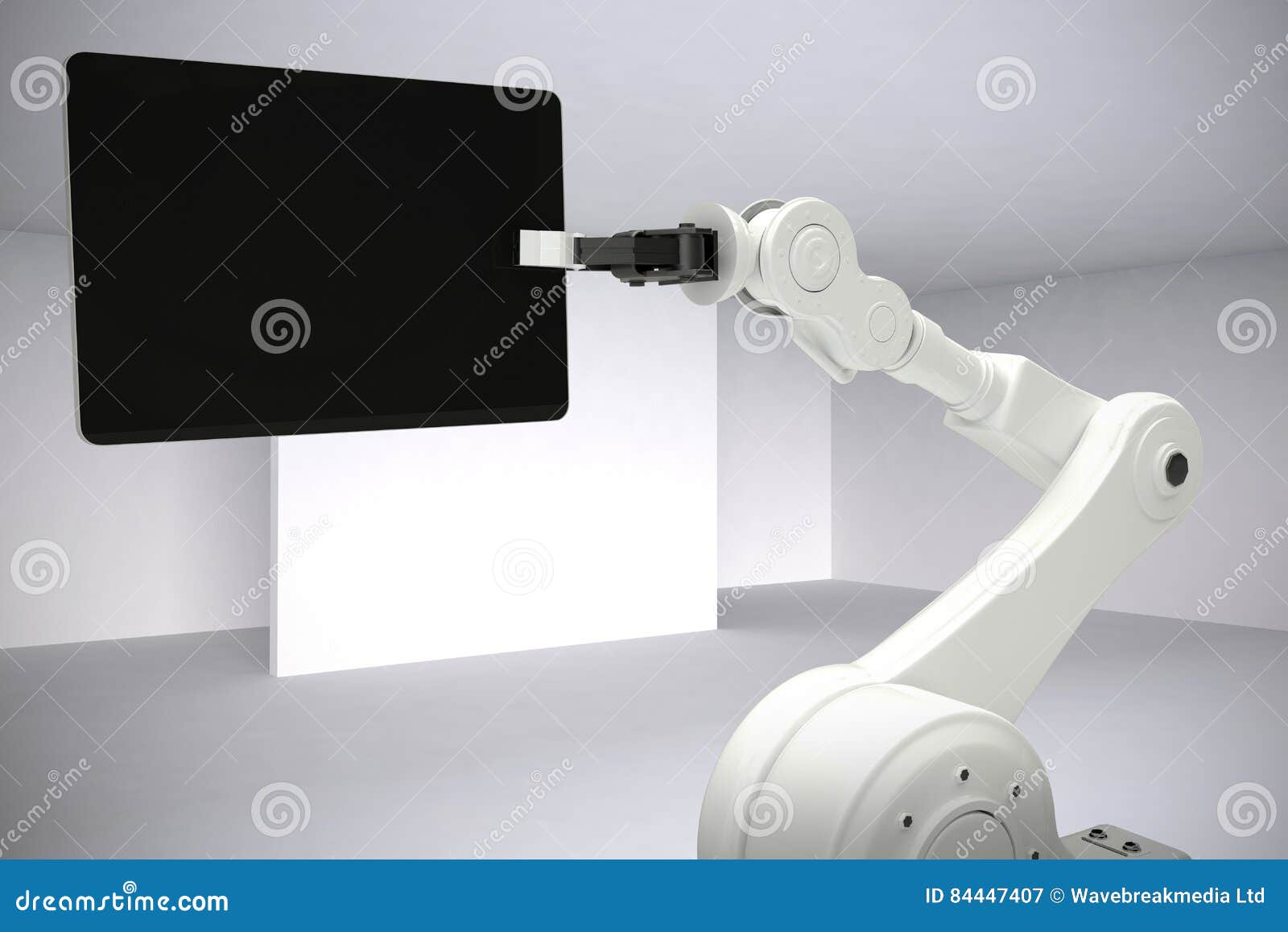 Composite Image of Graphic Image of Robot Holding Digital Tablet 3d ...