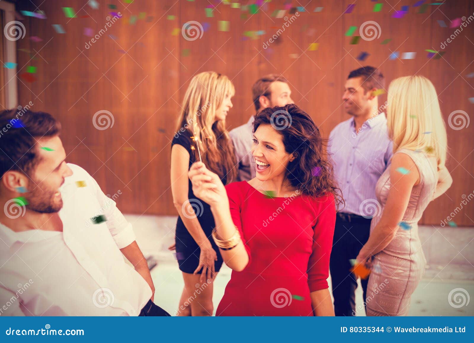 Composite Image of Group of Cheerful Young Friends Dancing Stock Photo ...