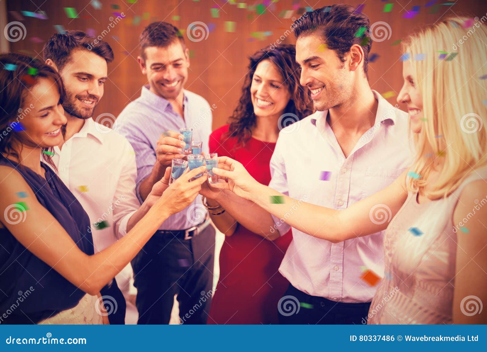 Composite Image of Group of Friends Toasting Shots Stock Photo - Image ...