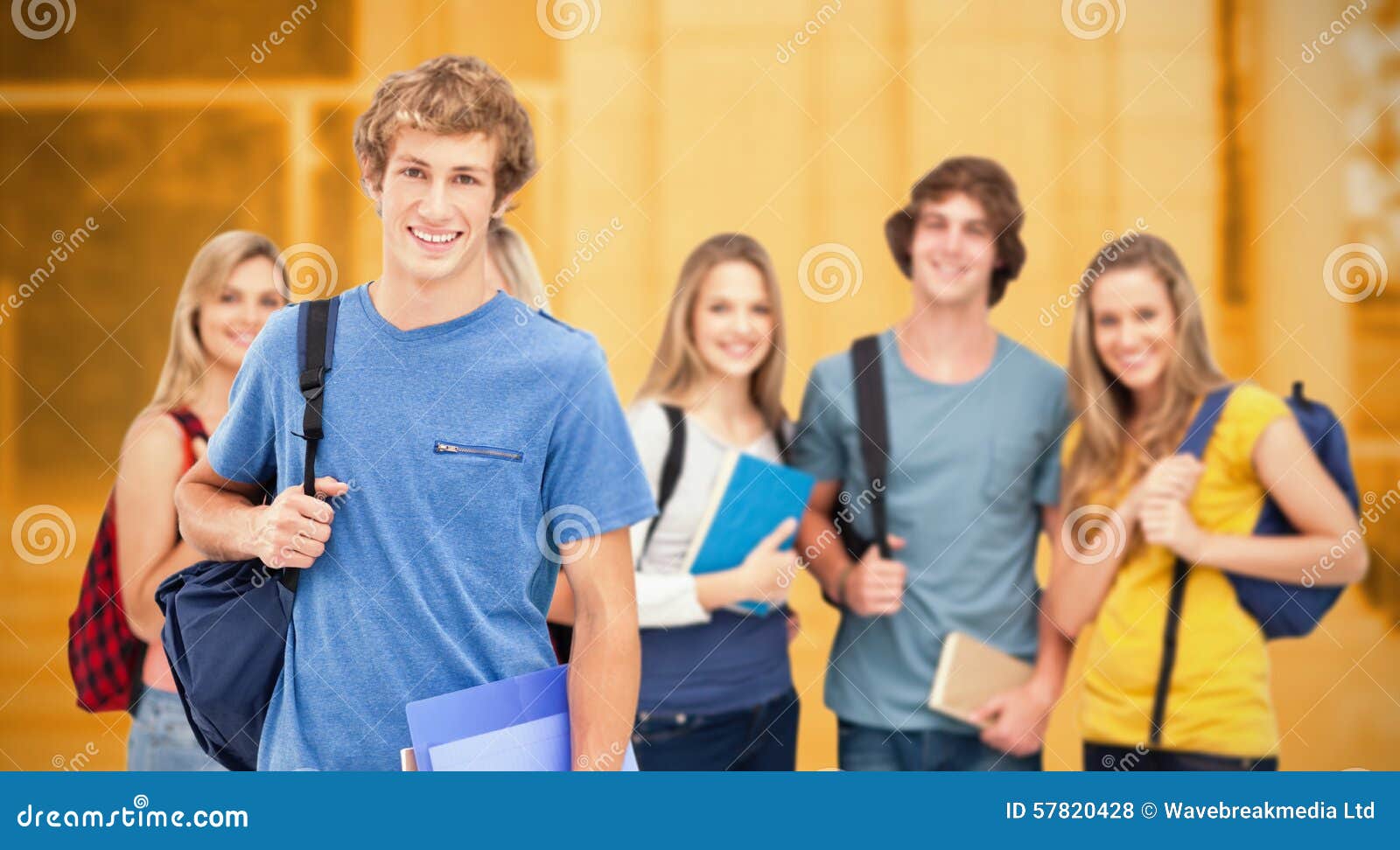 Composite Image of a Group of Smiling College Students Look into the ...
