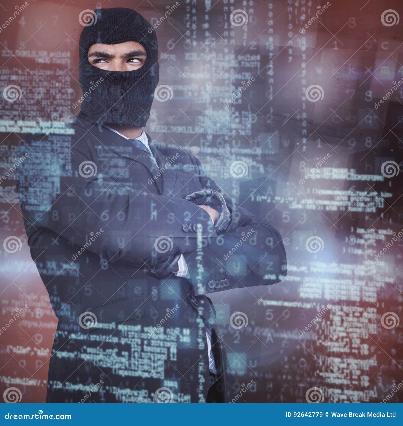 Composite Image of Hacker Standing with Arms Crossed Stock Image ...