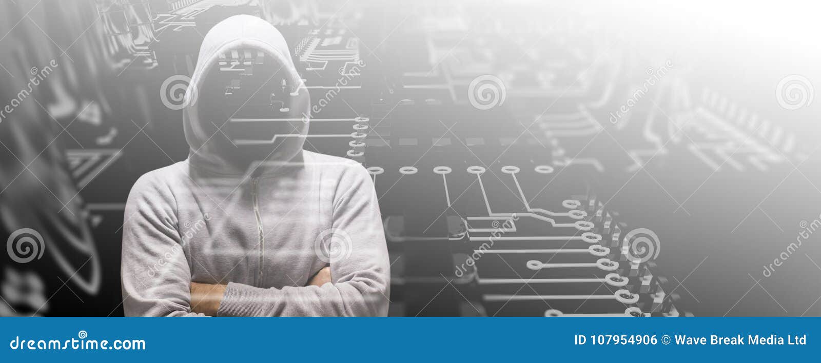 Composite Image of Hacker Standing with Arms Crossed Stock Illustration ...