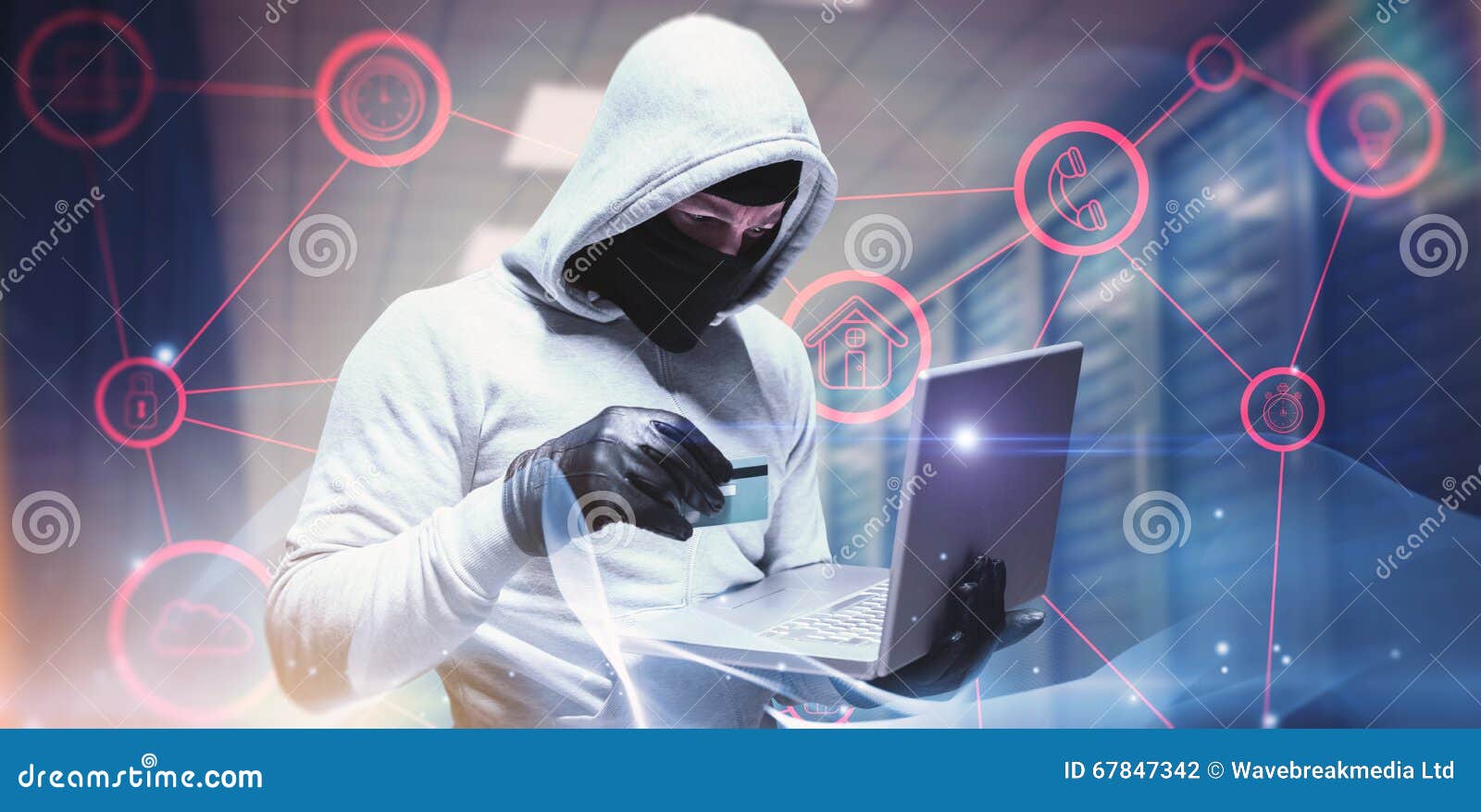 Composite Image of Hacker Using Laptop To Steal Identity Stock Photo ...