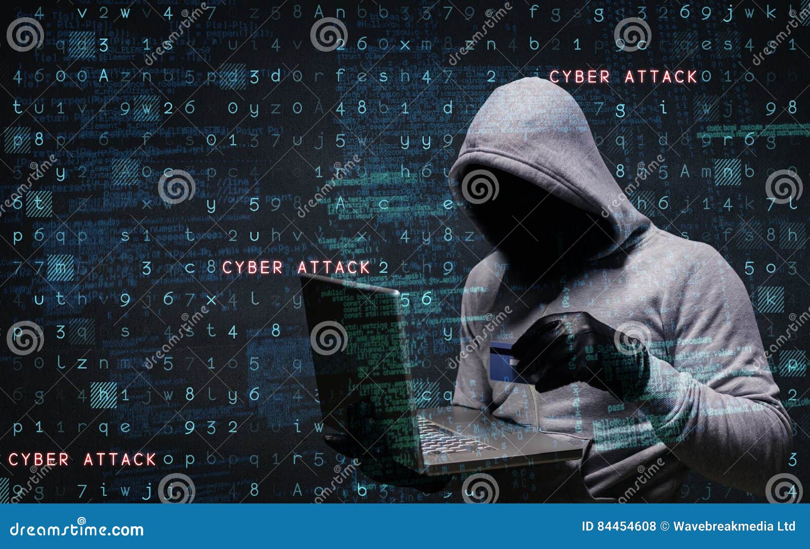 Composite Image of Hacker Using Laptop To Steal Identity Stock Photo ...
