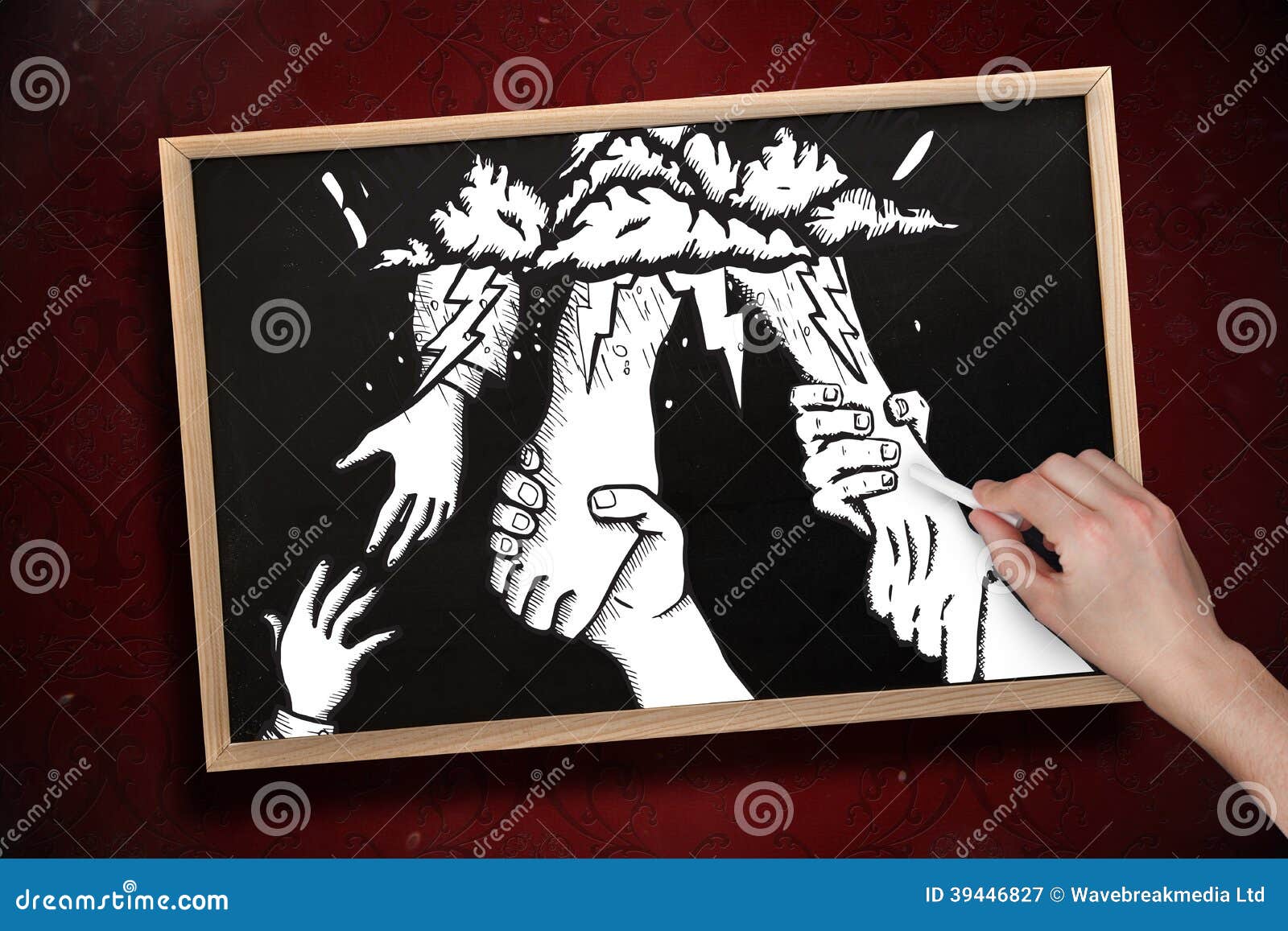 Composite Image of Hand Drawing Helping Hands with Chalk Stock Image ...