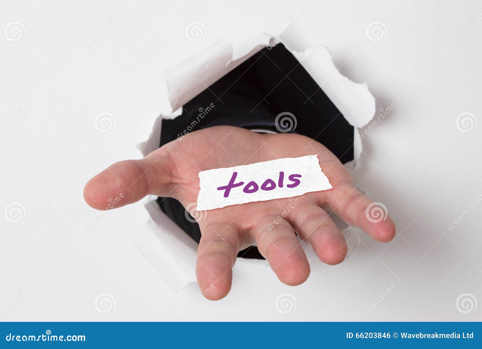 Composite Image of Hand Ripping through Paper Stock Illustration ...