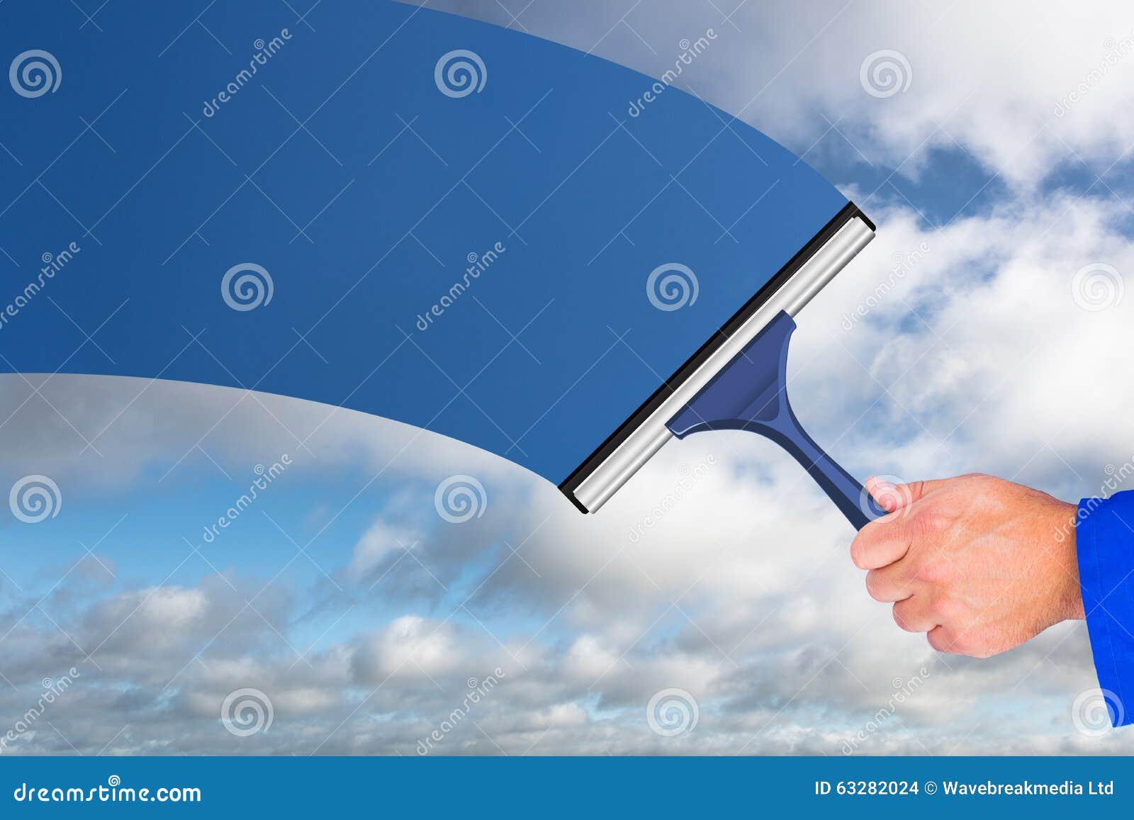 Composite Image of Hand Using Wiper Stock Photo - Image of blue, hand ...