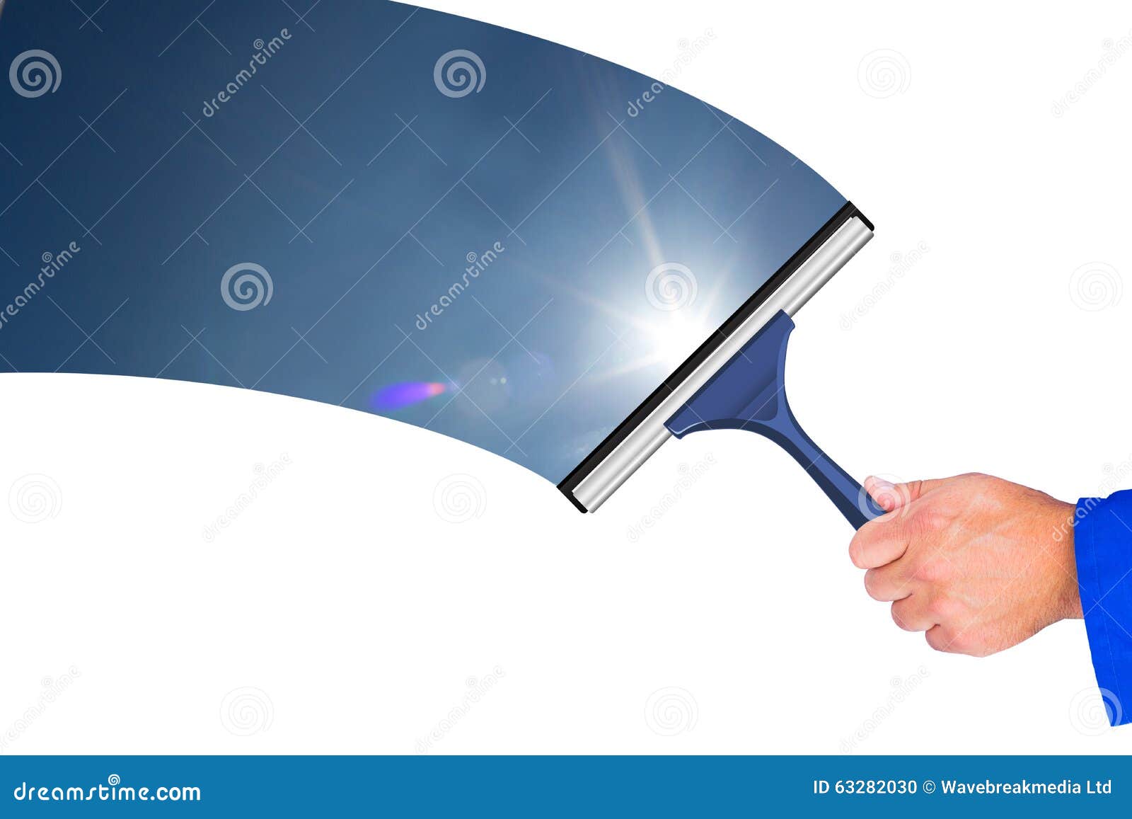 Composite Image of Hand Using Wiper Stock Photo - Image of sunlight ...