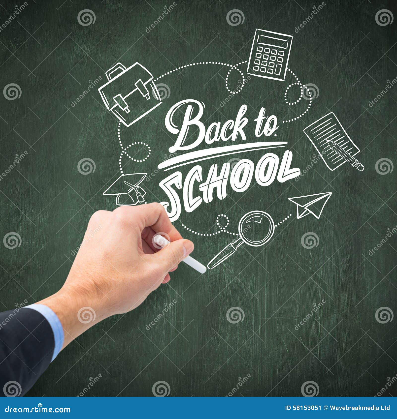 Composite Image of Hand Writing with a White Chalk Stock Image - Image ...