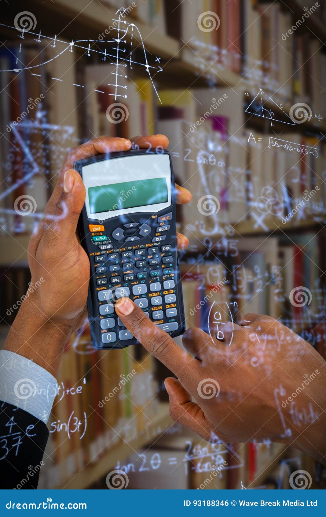 Composite Image of Hands of Businessman Using Calculator Stock Photo ...
