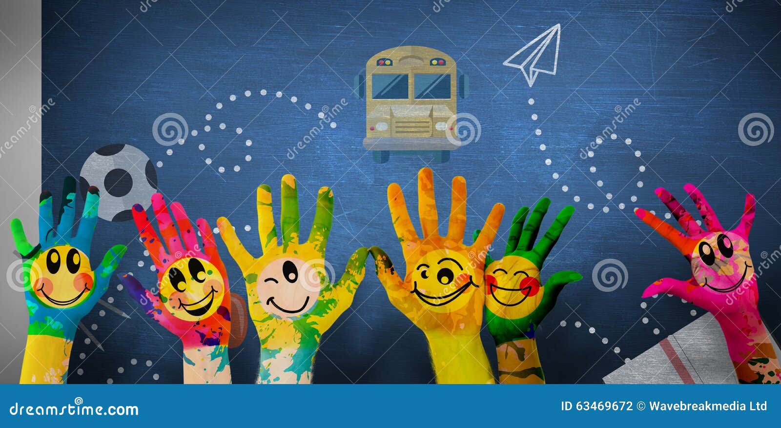 Composite Image of Hands with Colourful Smiley Faces Stock Photo ...