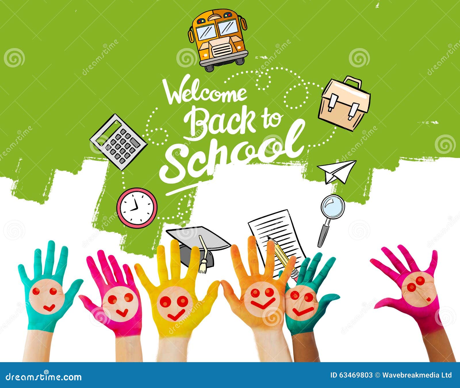 Composite Image of Hands with Colourful Smiley Faces Stock Illustration ...