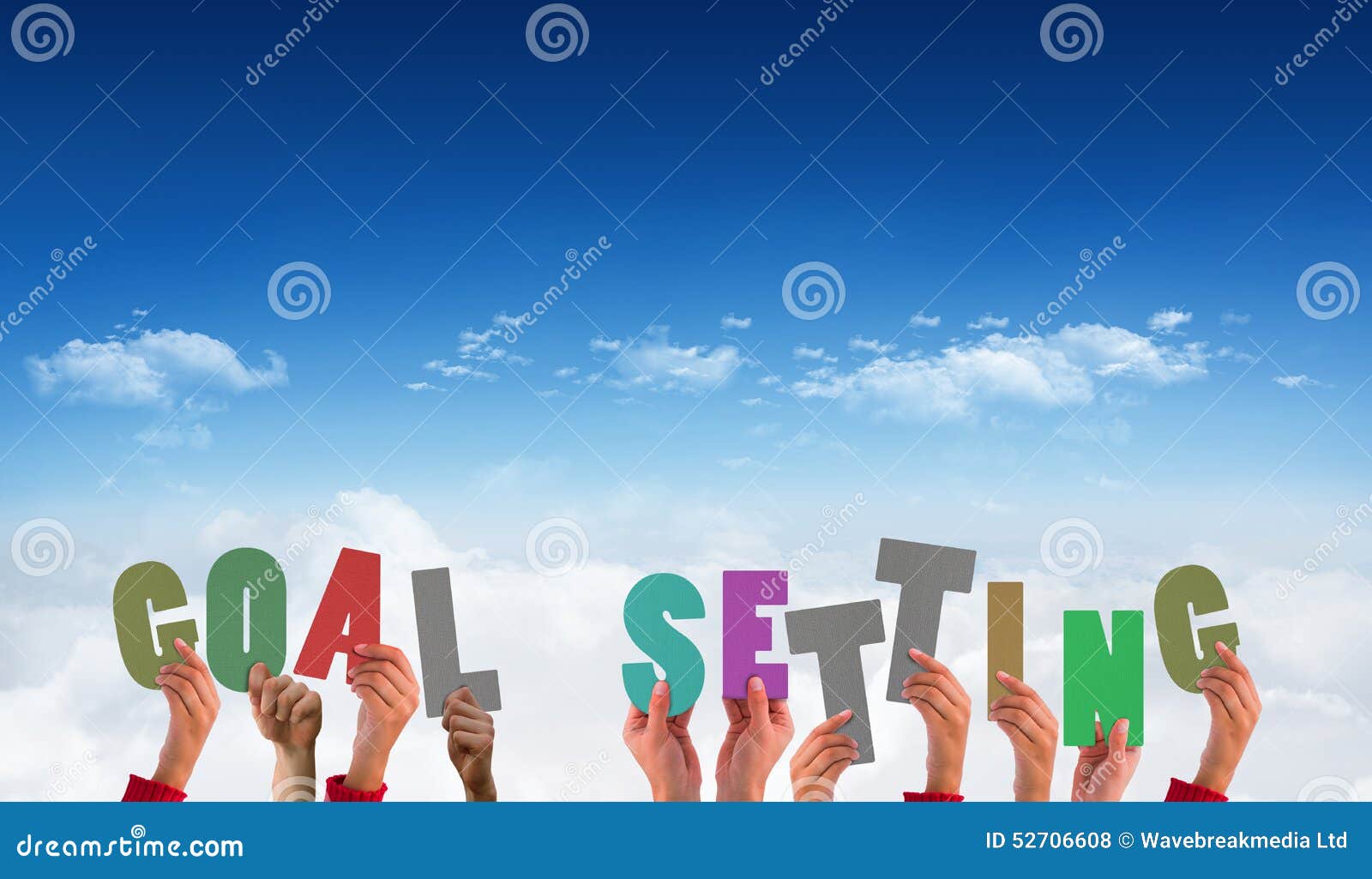Composite Image of Hands Holding Up Goal Settings Stock Photo - Image ...