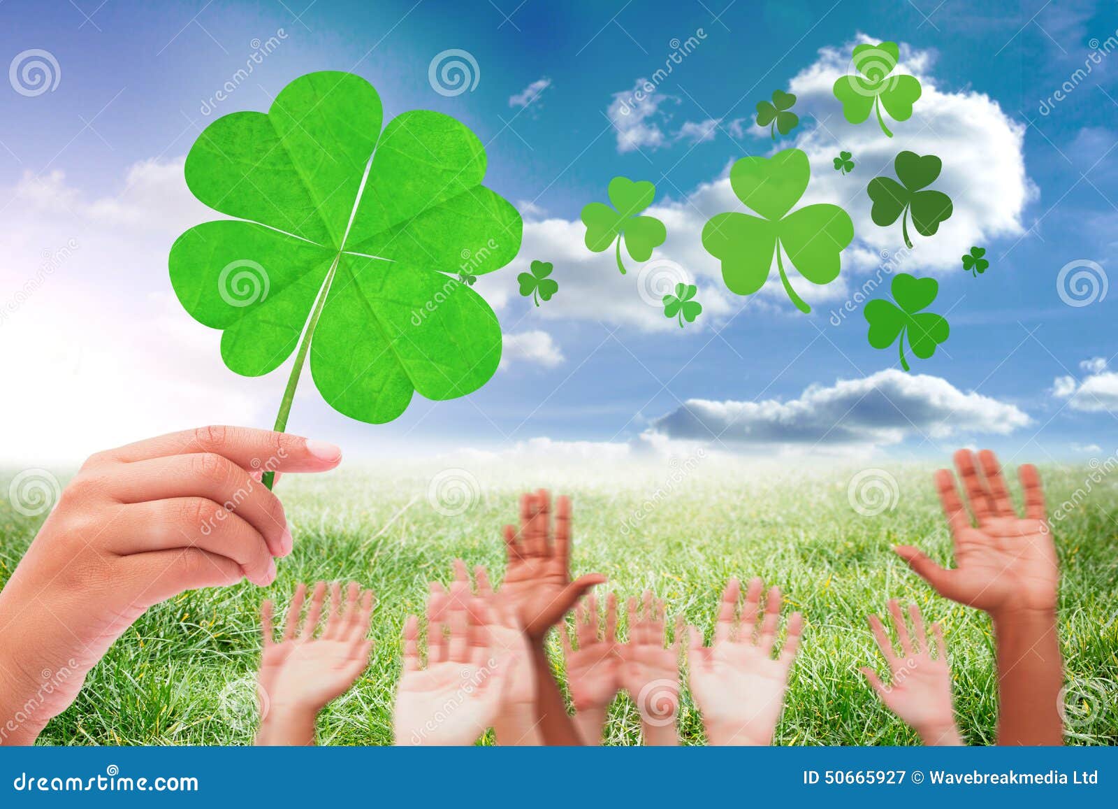 Composite Image of Hands Raising in the Air Stock Image - Image of ...