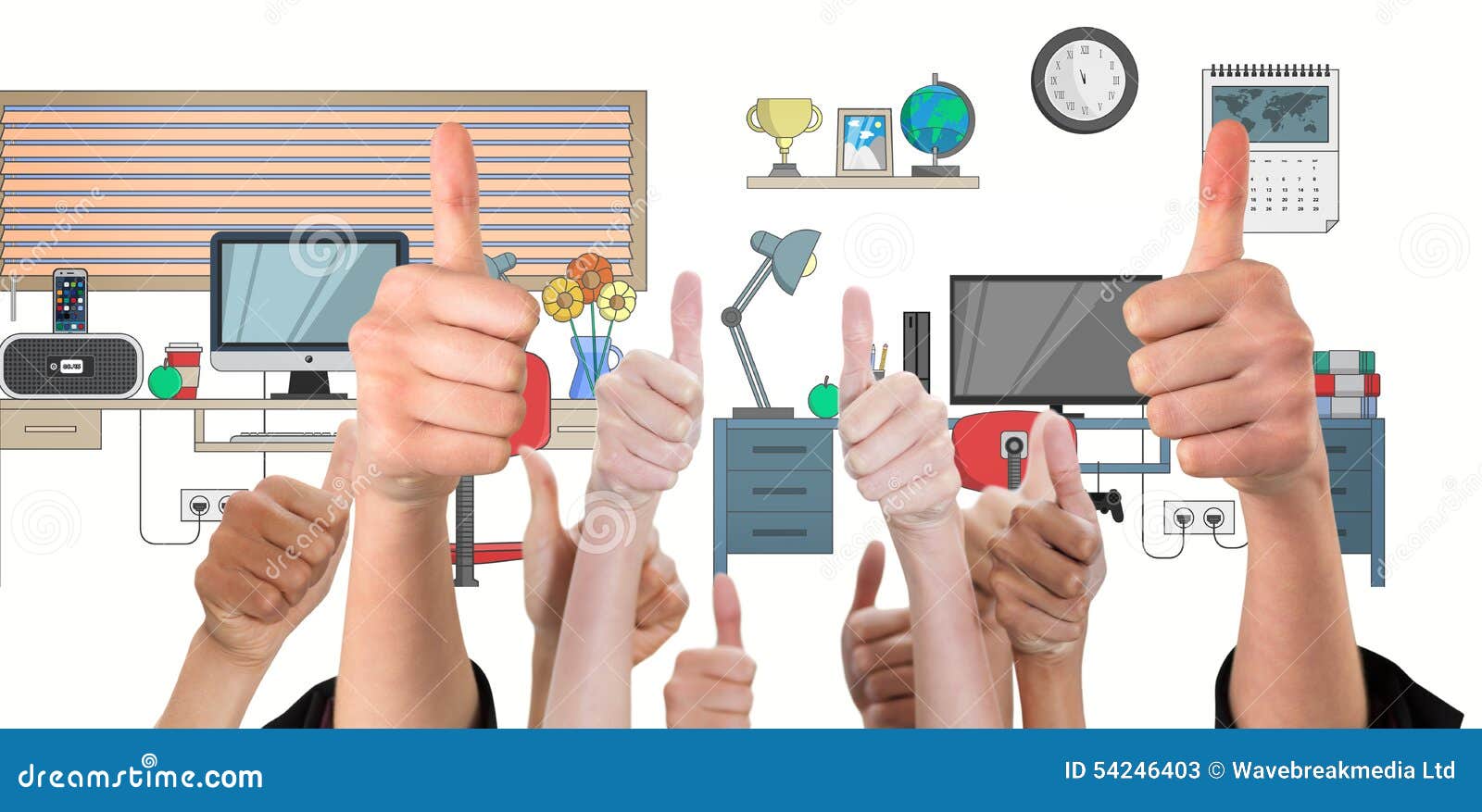 Composite Image of Hands Showing Thumbs Up Stock Illustration ...
