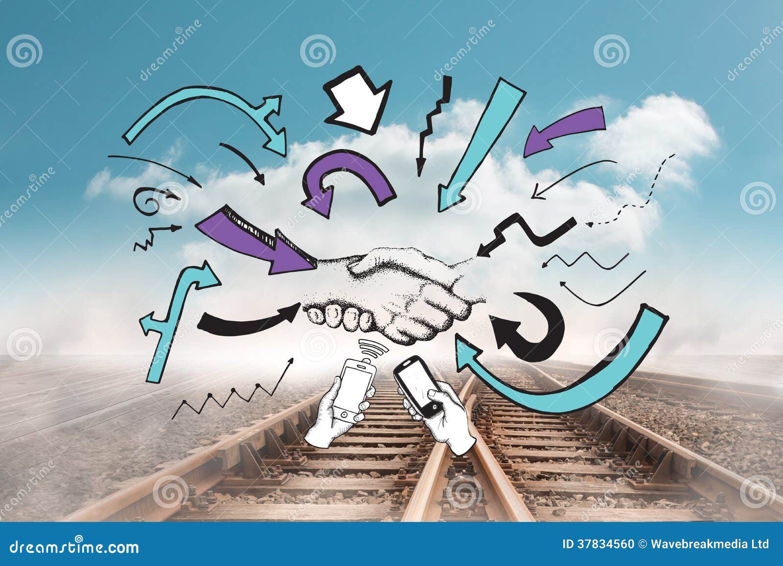Composite Image of Handshake and Arrows Doodle Stock Photo - Image of ...