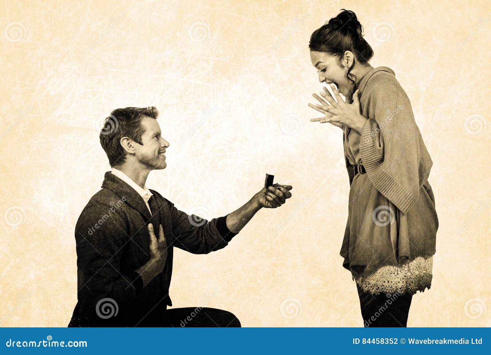 Composite Image of Happy Man Offering Engagement Ring To Partner Stock ...
