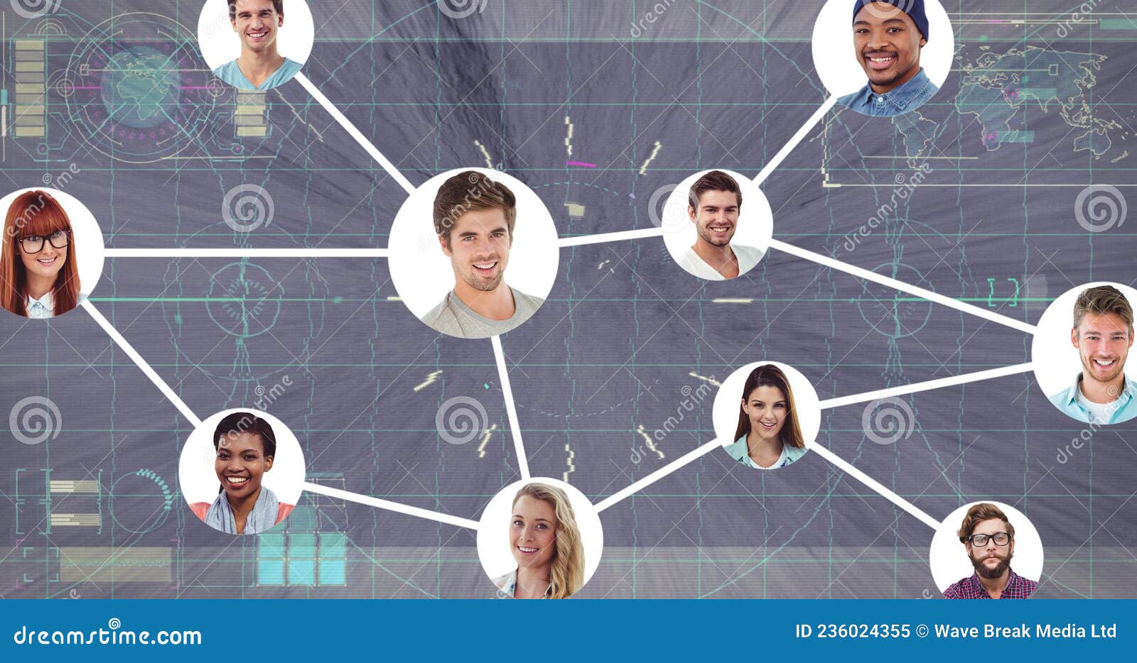 Composite Image of Happy Multiracial People Connected Globally through ...