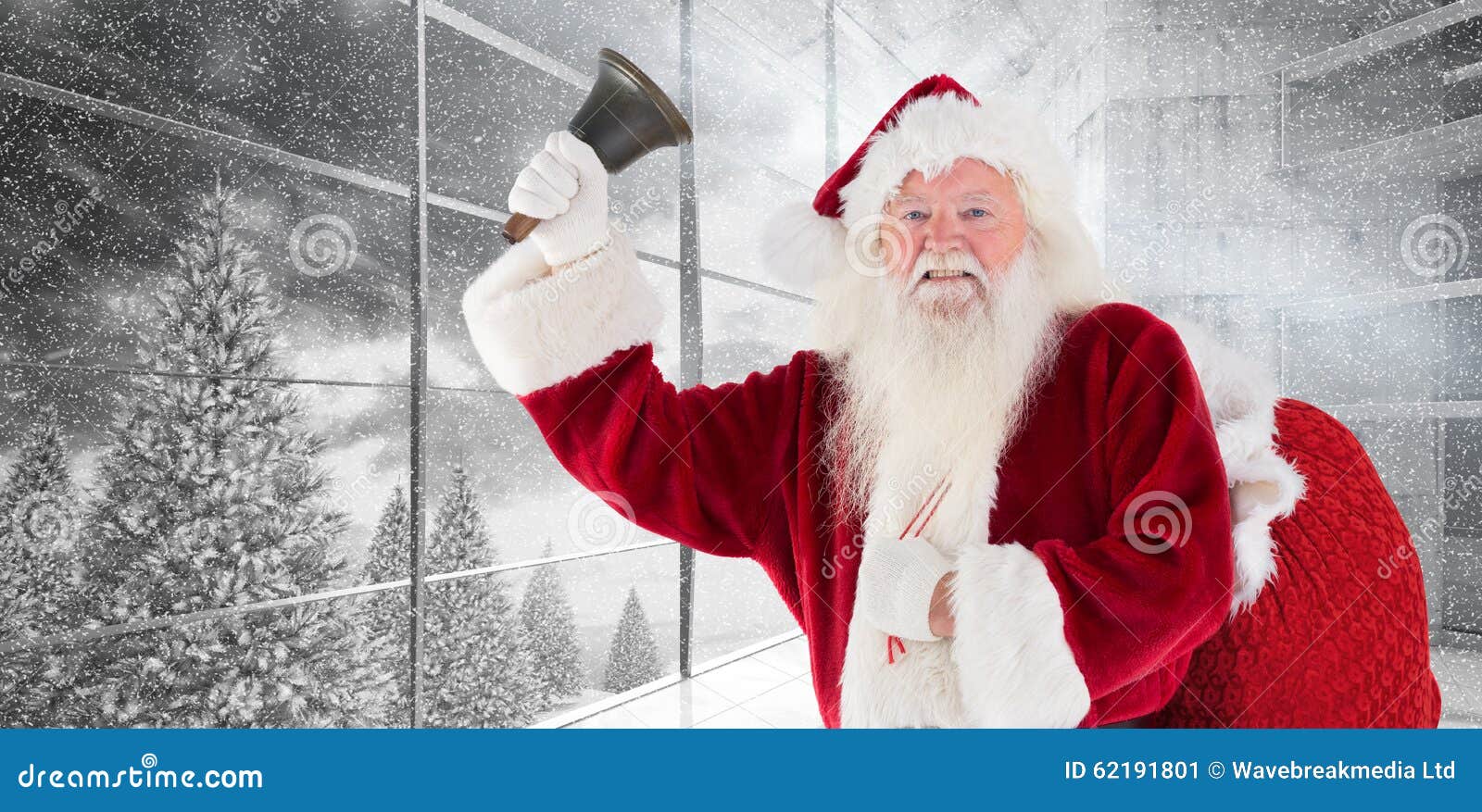 Composite Image of Happy Santa Ringing a Bell Stock Image - Image of ...