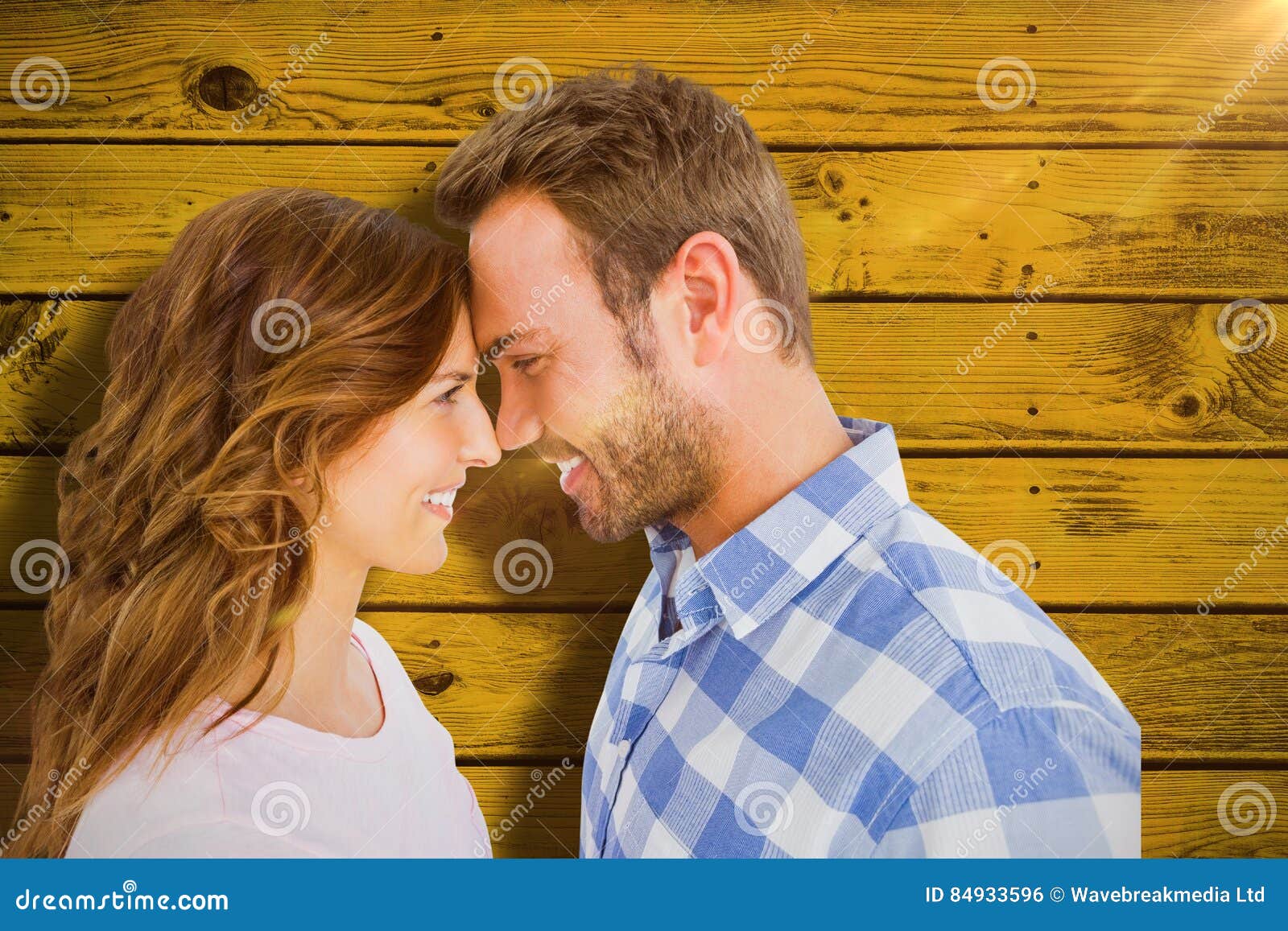 Composite Image of Happy Young Couple Rubbing Nose Stock Photo - Image ...