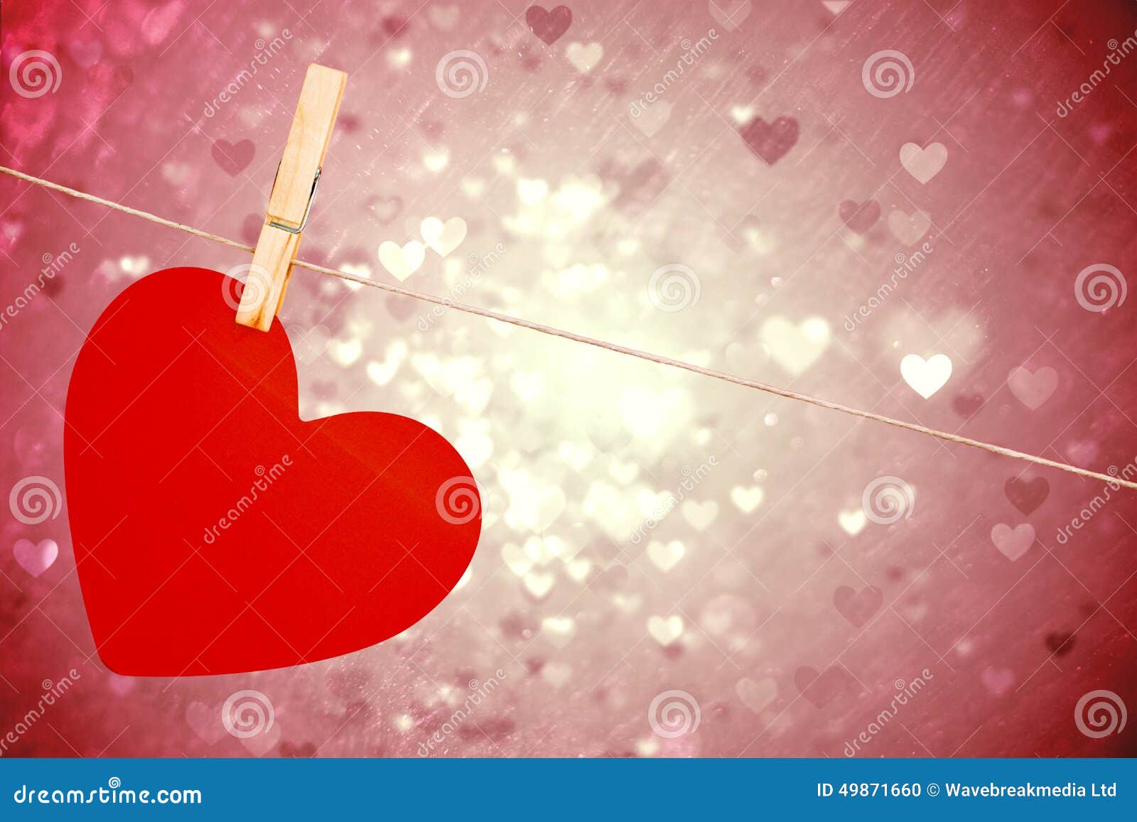 Composite Image of Heart Hanging on Line Stock Illustration ...