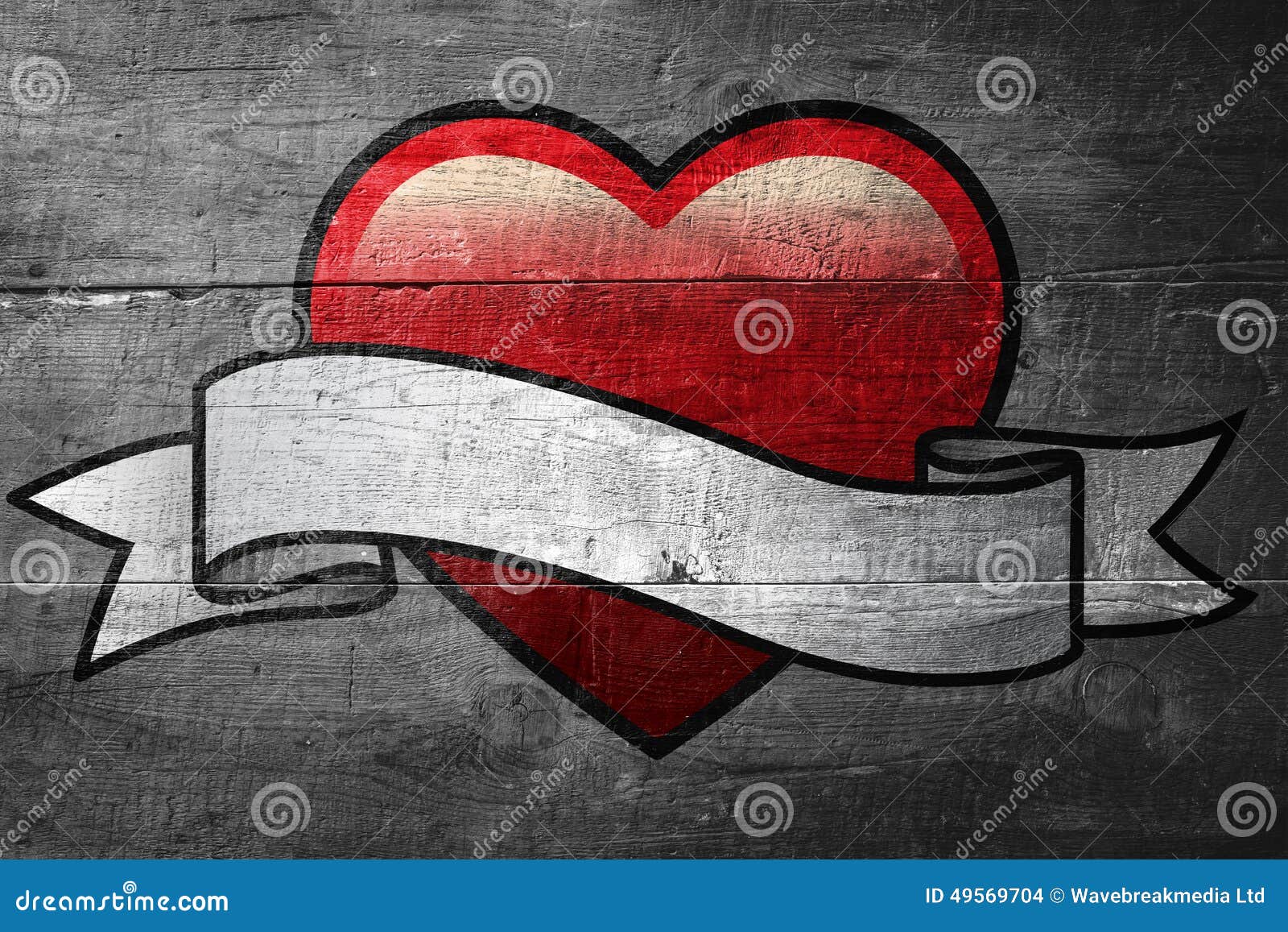 Composite Image of Heart with Scroll Stock Illustration - Illustration ...