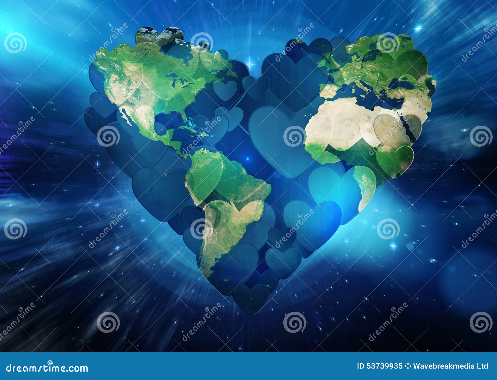 Composite Image of Heart Shaped Earth Stock Illustration - Illustration ...