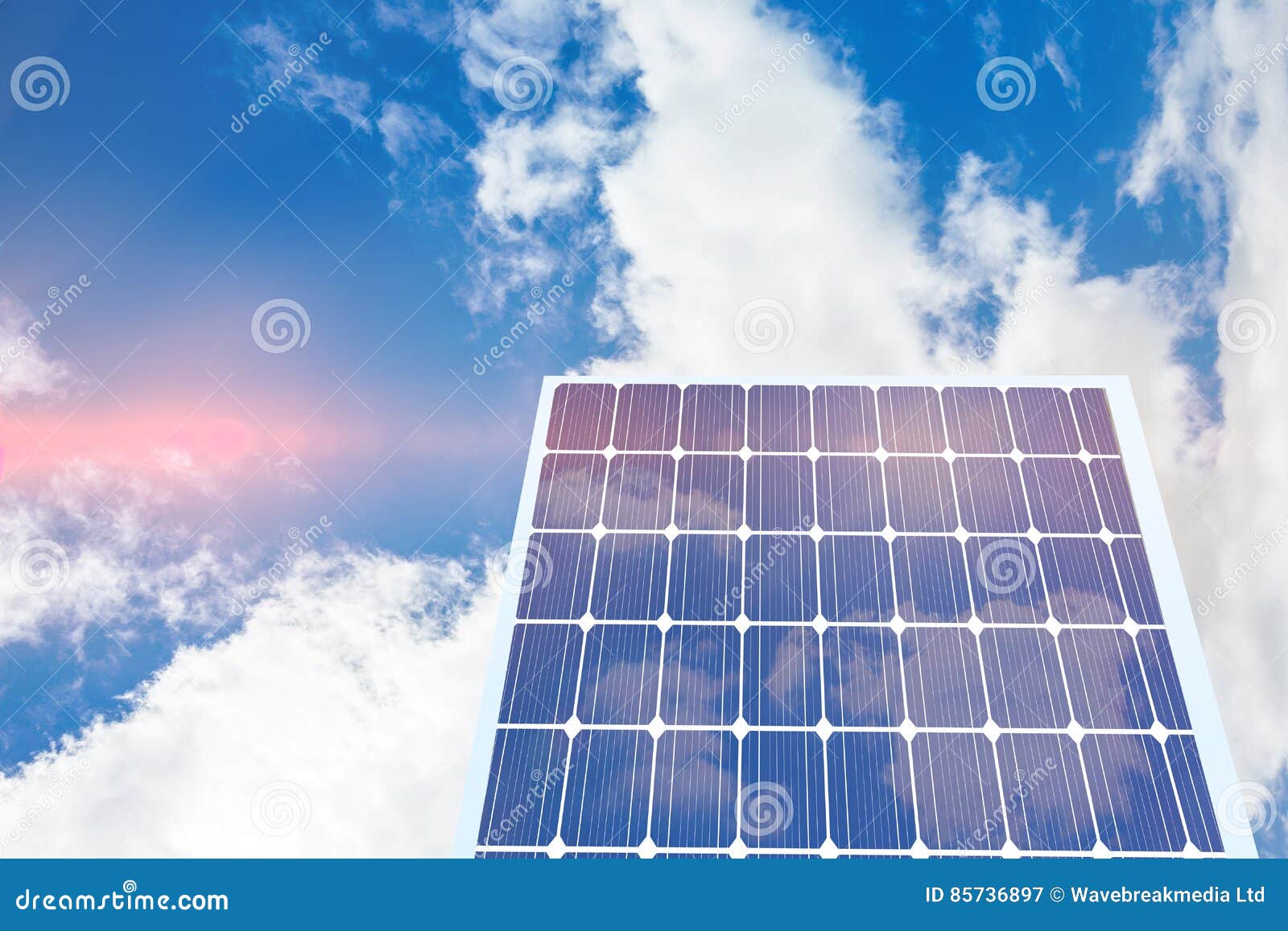 Composite Image of Hexagon Solar Panel Equipment Against Blue Sky Stock ...