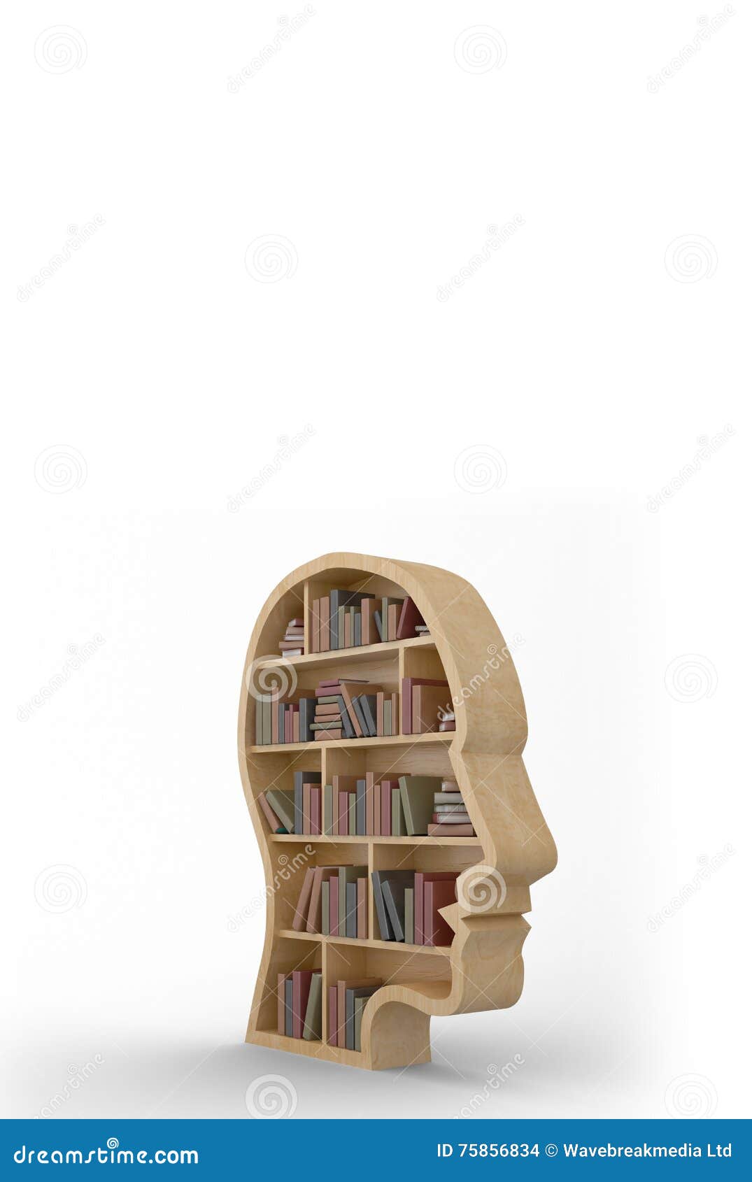 Composite Image of Human Face Shape Bookshelves Stock Illustration ...