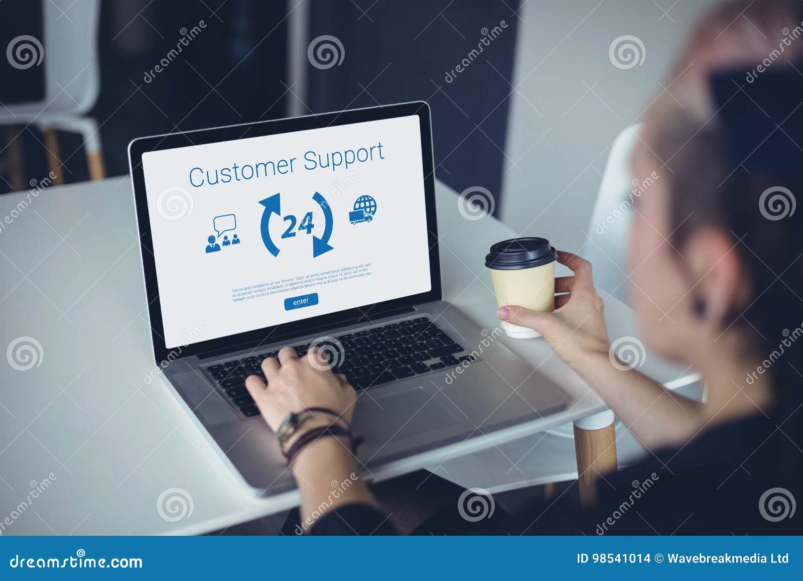 Composite Image of Icons and Customer Support Text Stock Photo - Image ...