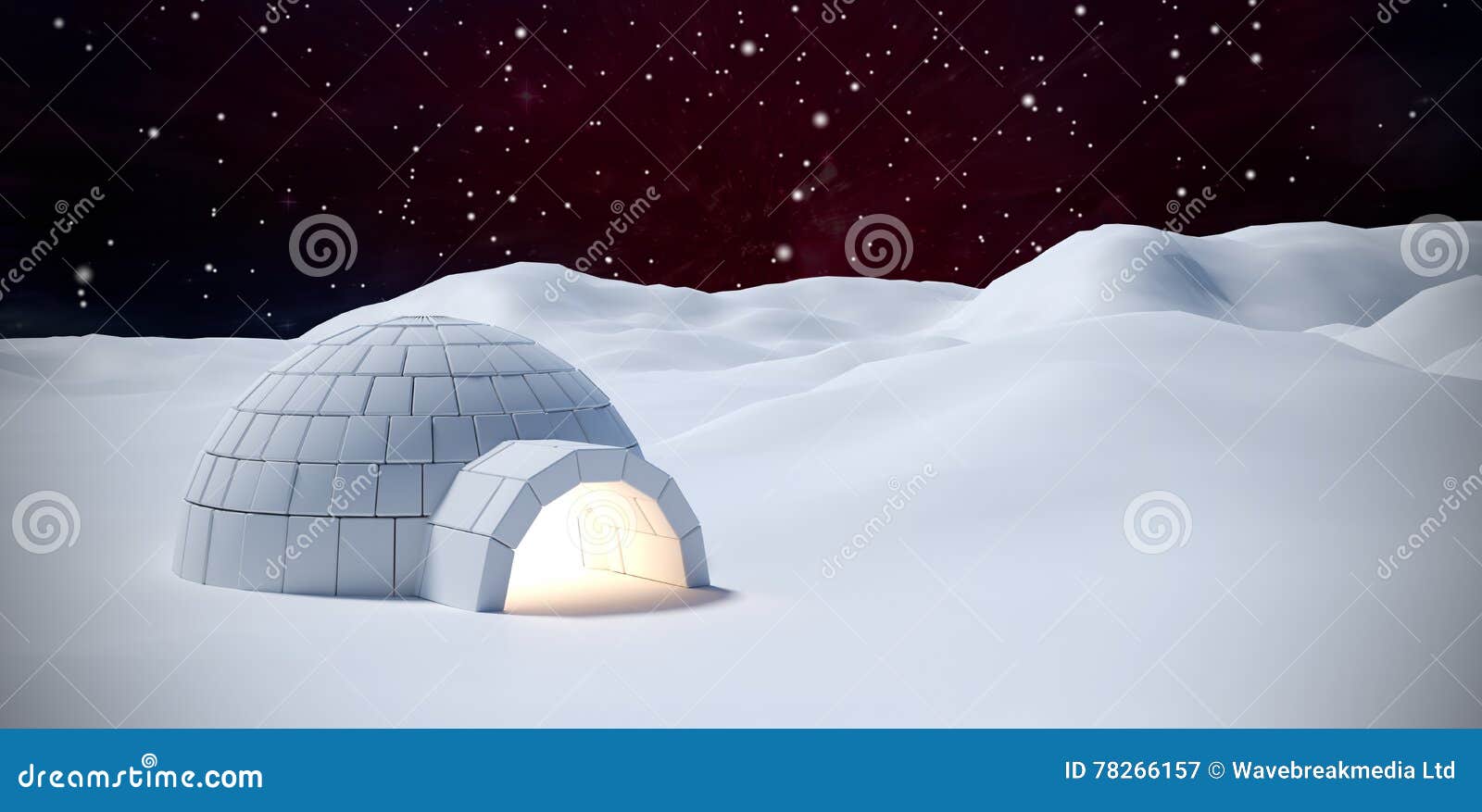Composite Image of Igloo on Snow Field Stock Illustration ...