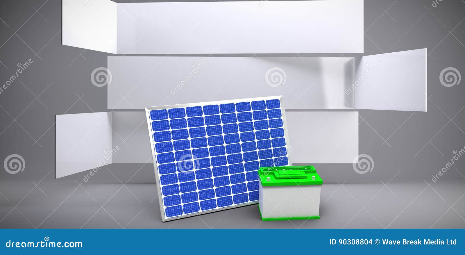 Composite Image of Image of 3d Solar Panel with Battery Stock ...