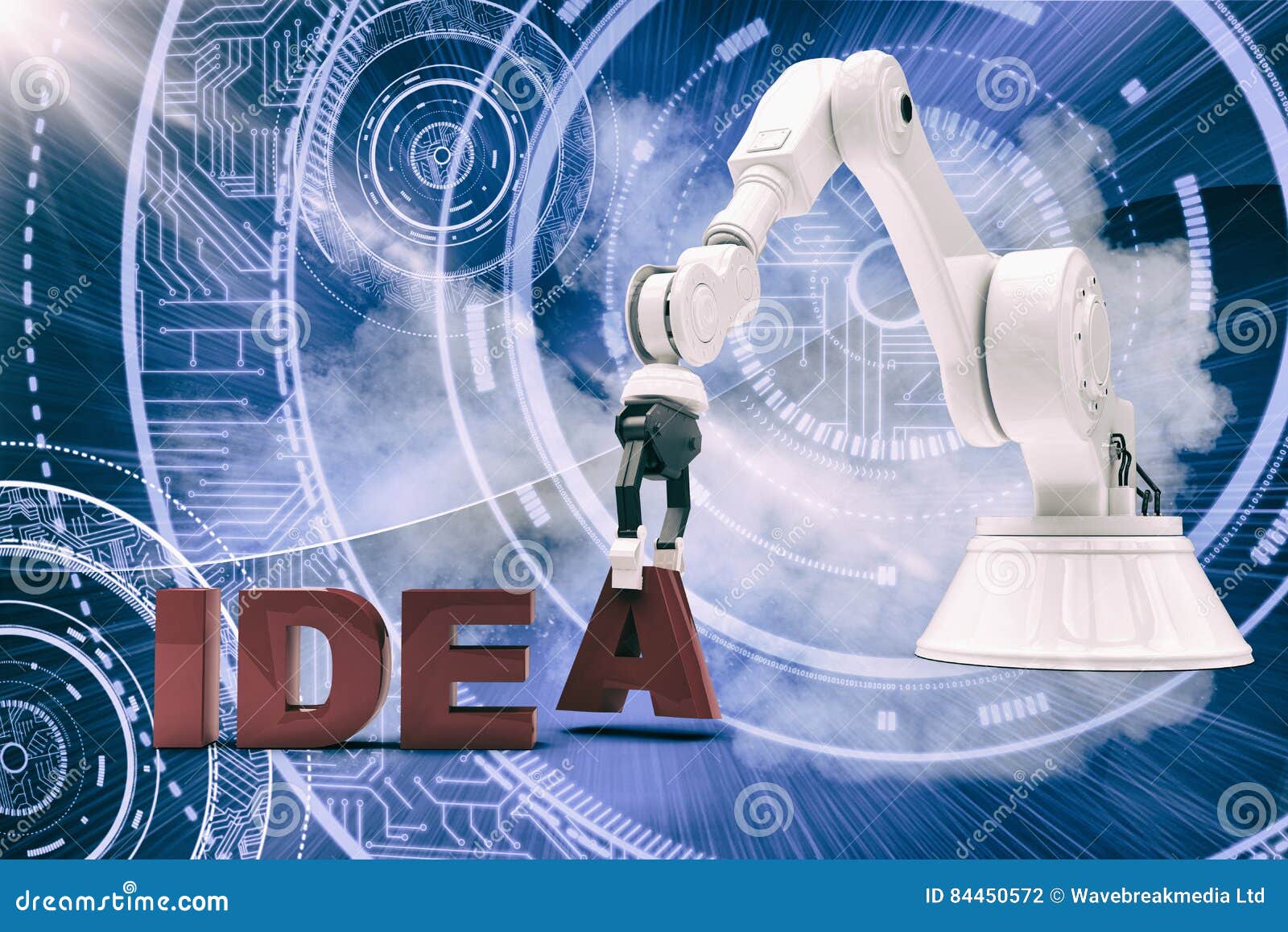 Composite Image of Image of Robotic Arm Arranging Idea Text 3d Stock ...