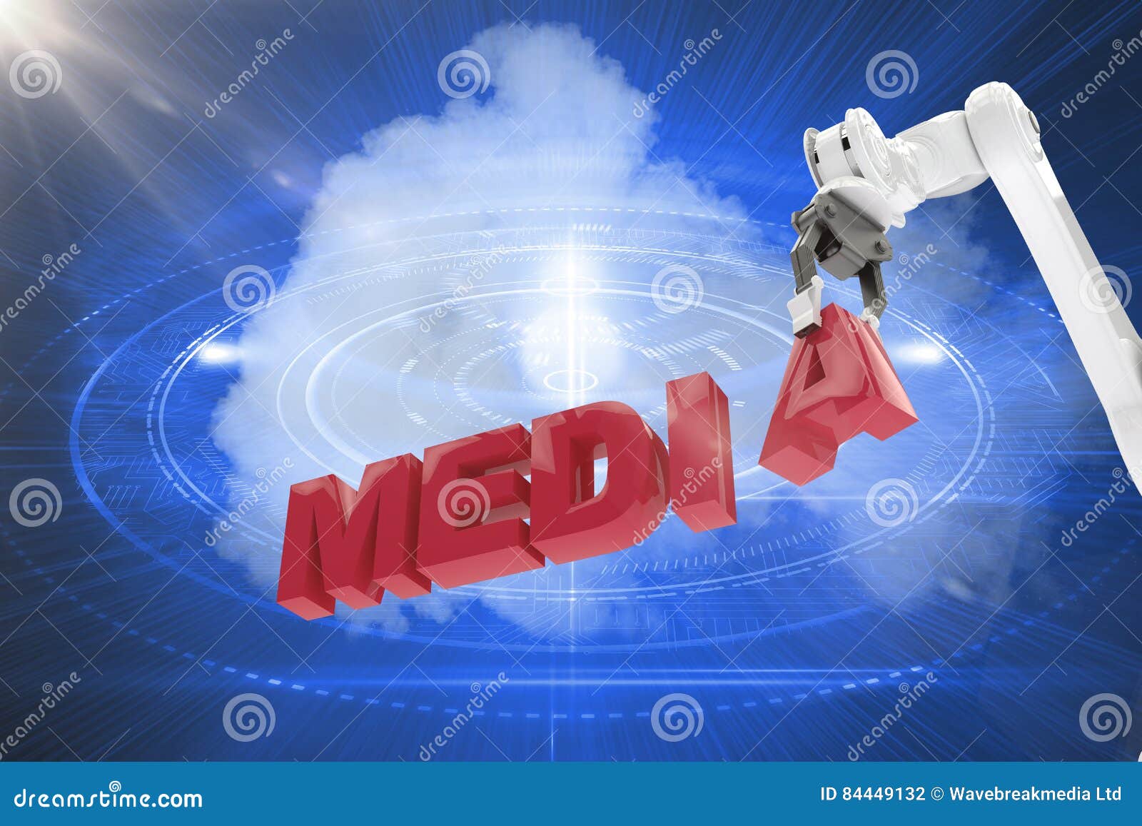 Composite Image of Image of Robotic Arm Arranging Media Text 3d Stock ...