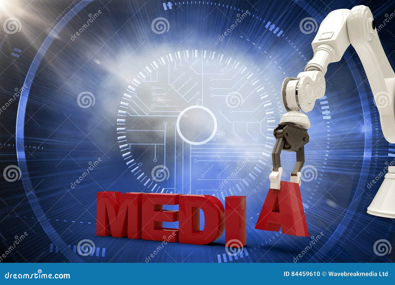 Composite Image of Image of Robotic Arm Arranging Media Text 3d Stock ...