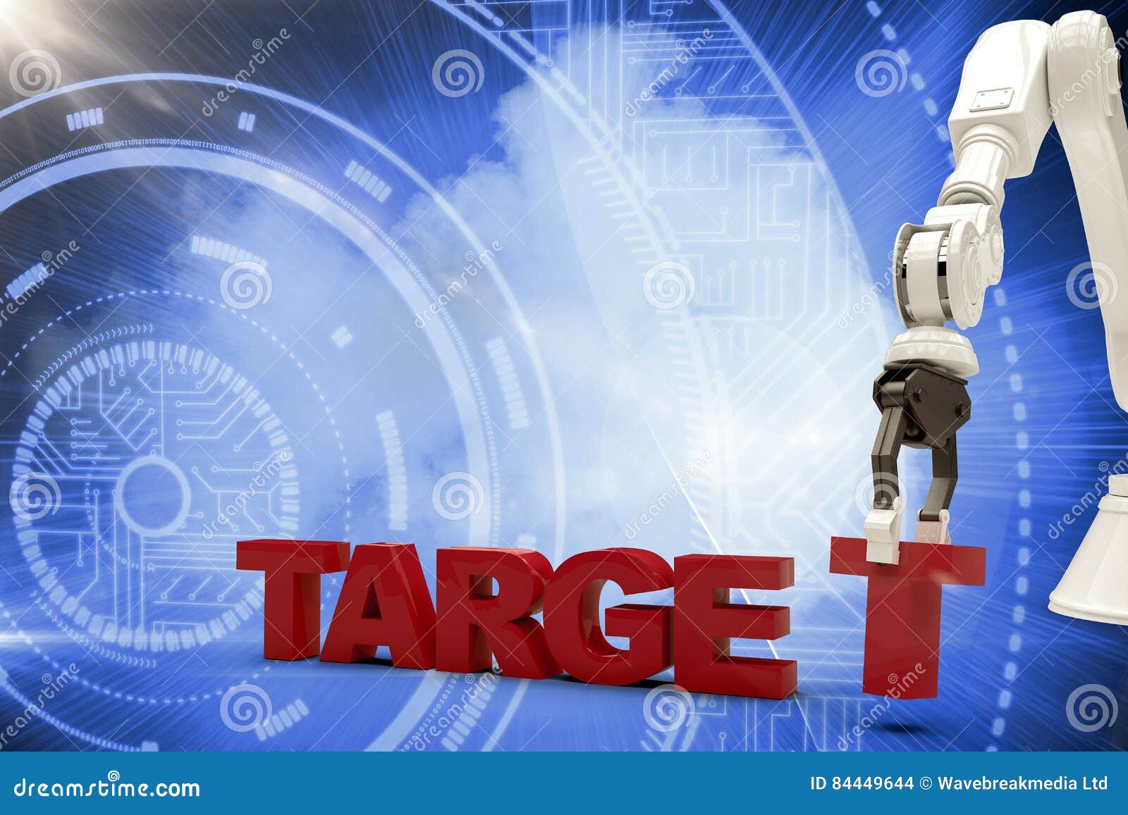Composite Image of Image of Robotic Arm Arranging Target Text 3d Stock ...