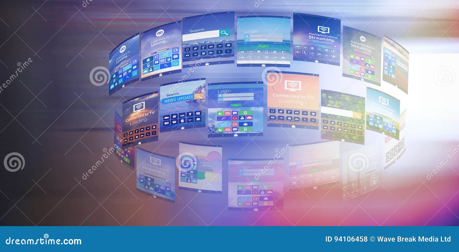 Composite Image of Image of Various Digital Screens Stock Illustration ...