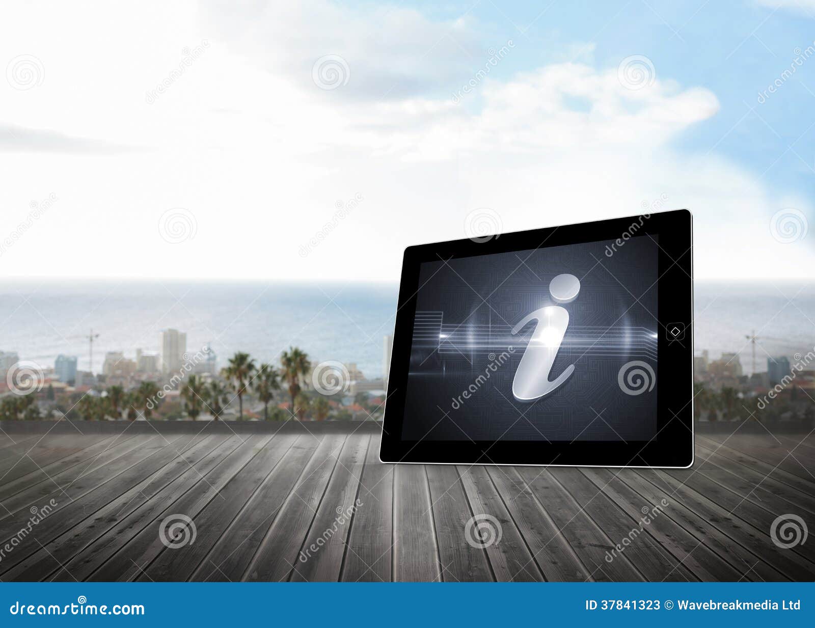 Composite Image of Information Sign on Tablet Screen Stock Illustration ...